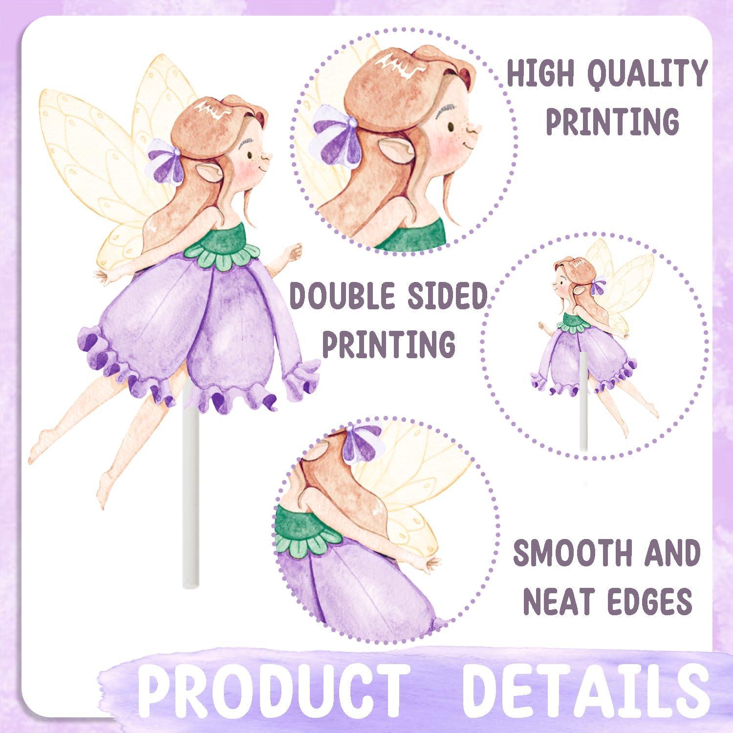 Purple Fairy Party Cupcake Toppers Fairies Party Cupcake Toppers 24Pcs ...