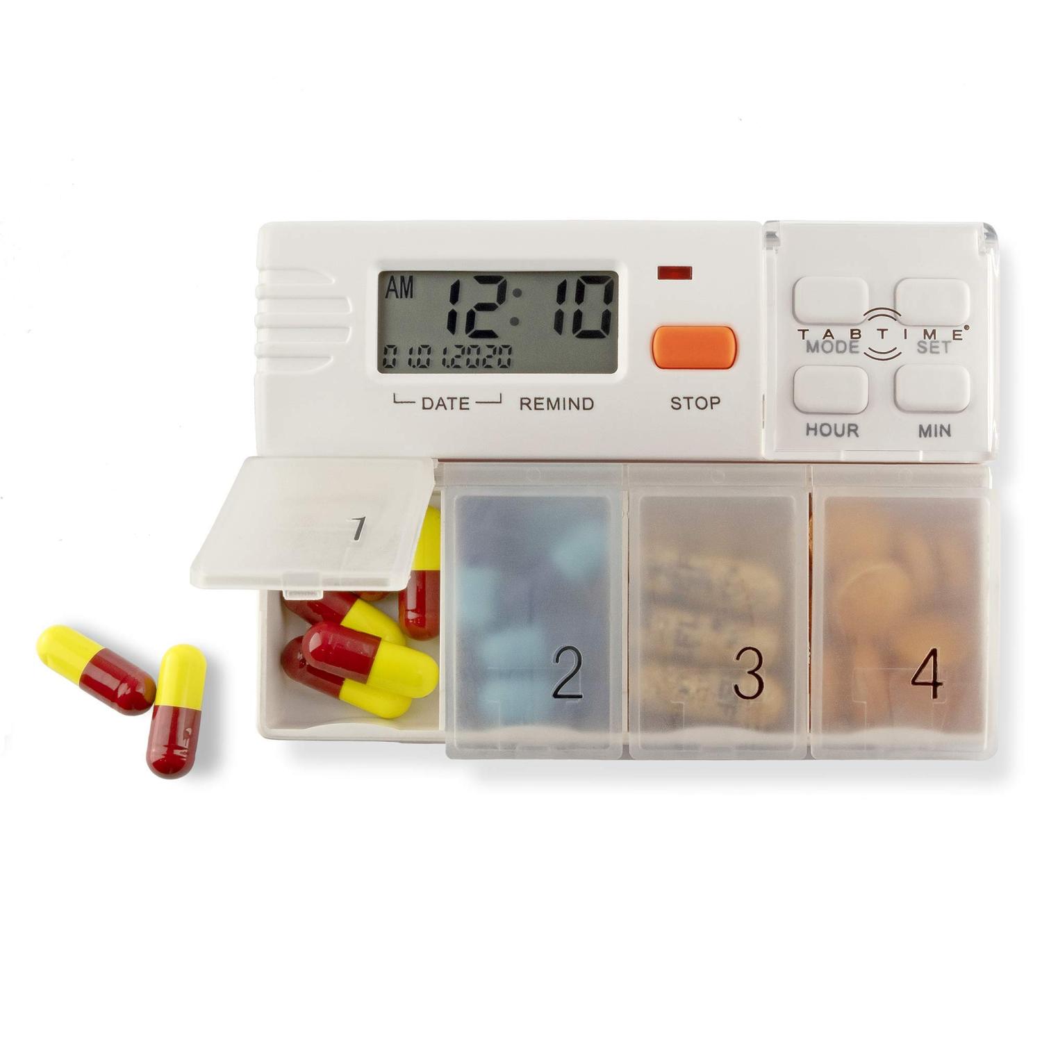Tabtime 4 Daily Pill Box with Timer, 4 Alarms and XL Compartments | Buy ...