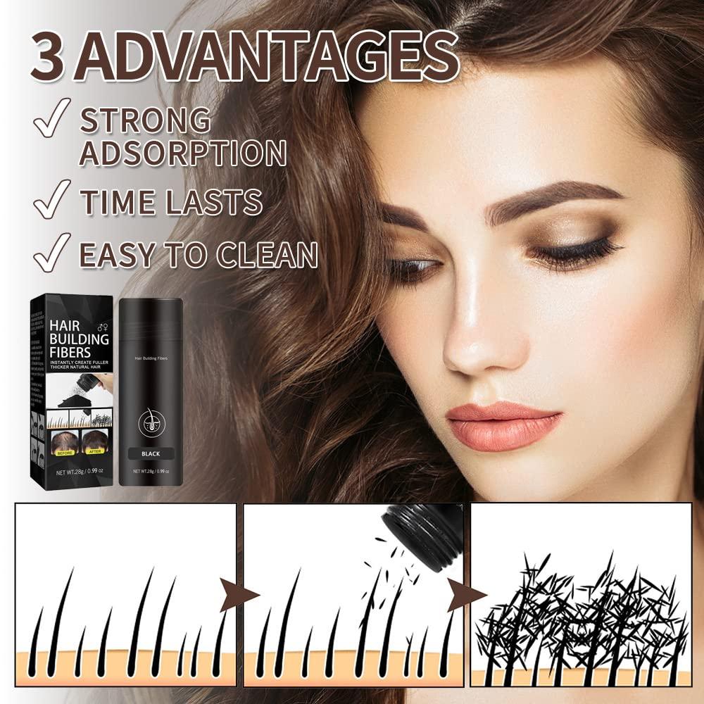 Hair Building Fibers Black - Instantly Conceal & Thicken Thinning Hair ...