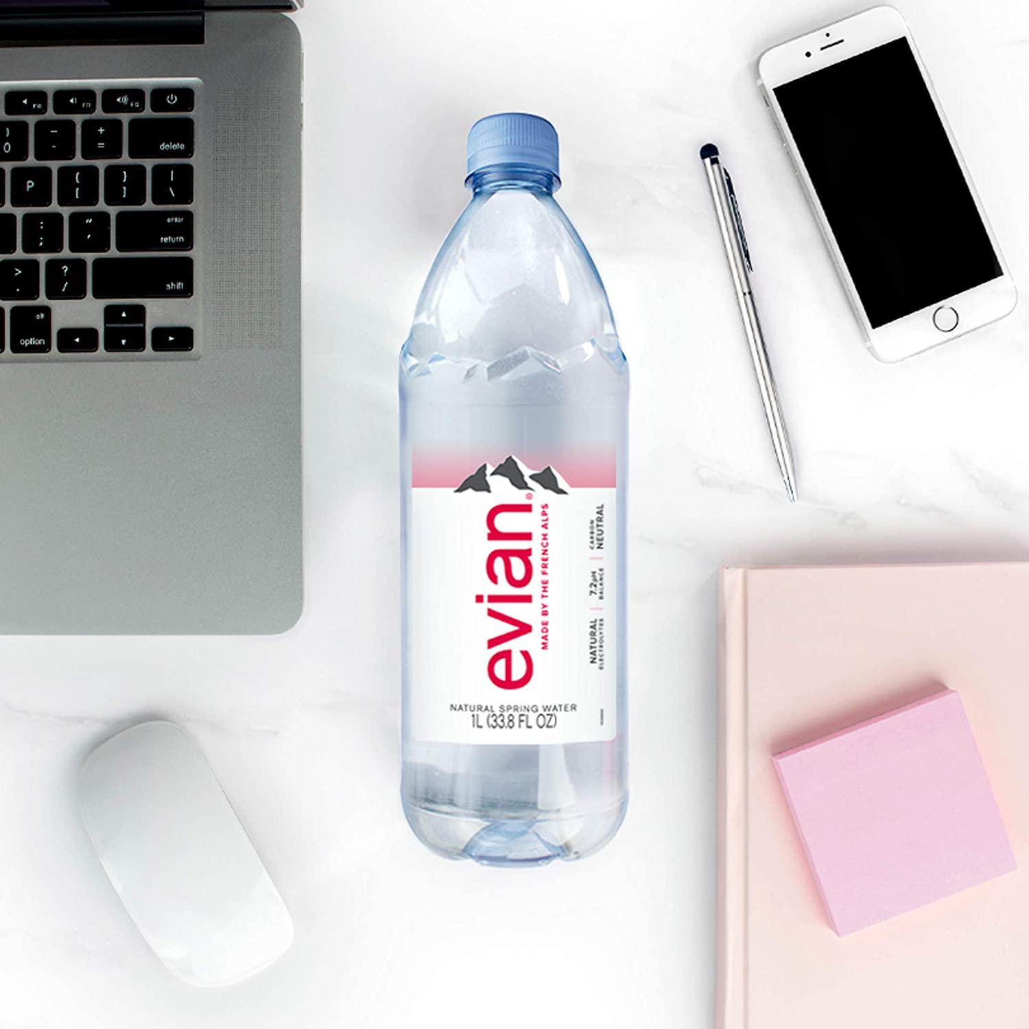 evian Natural Spring Water 1 Liter (Pack of 6), Naturally Filtered ...