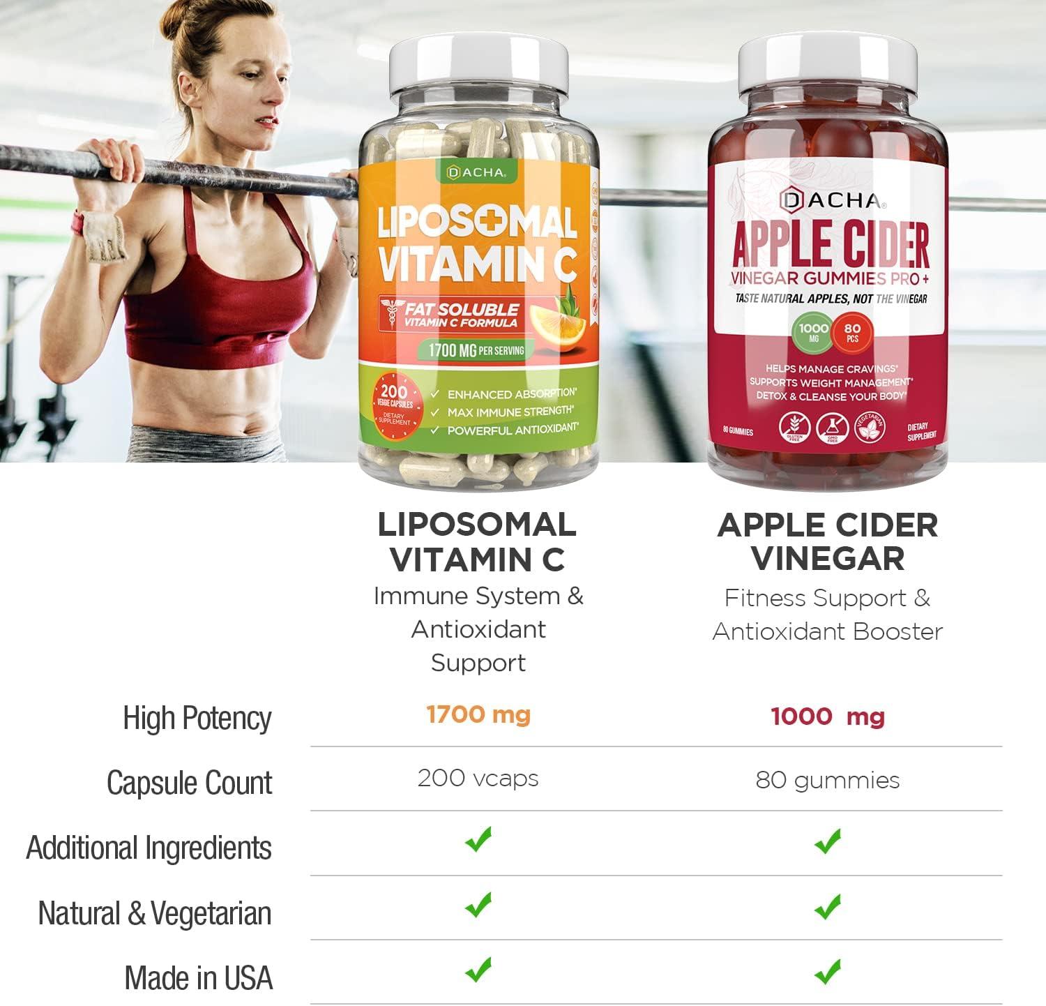 Ultimate Immune Boost Bundle - Liposomal Vitamin C & ACV Gummies for Detox and Weight Loss ...