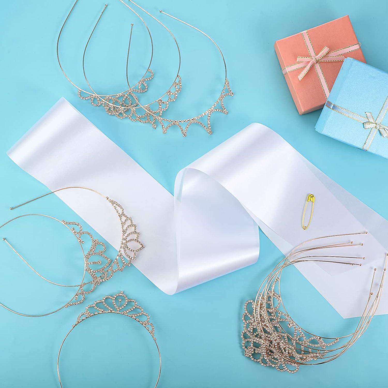 12 Blank Sashes and Tiara Set Prom Queen Satin Sashes for Pageants ...