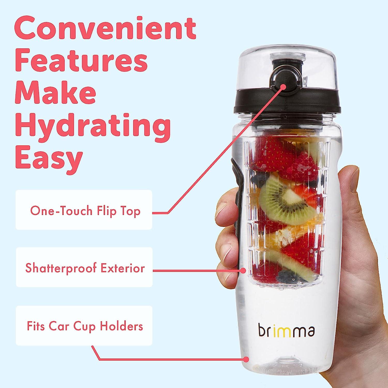 Brimma 32 oz Fruit Infuser Water Bottle - Large Leakproof Plastic ...