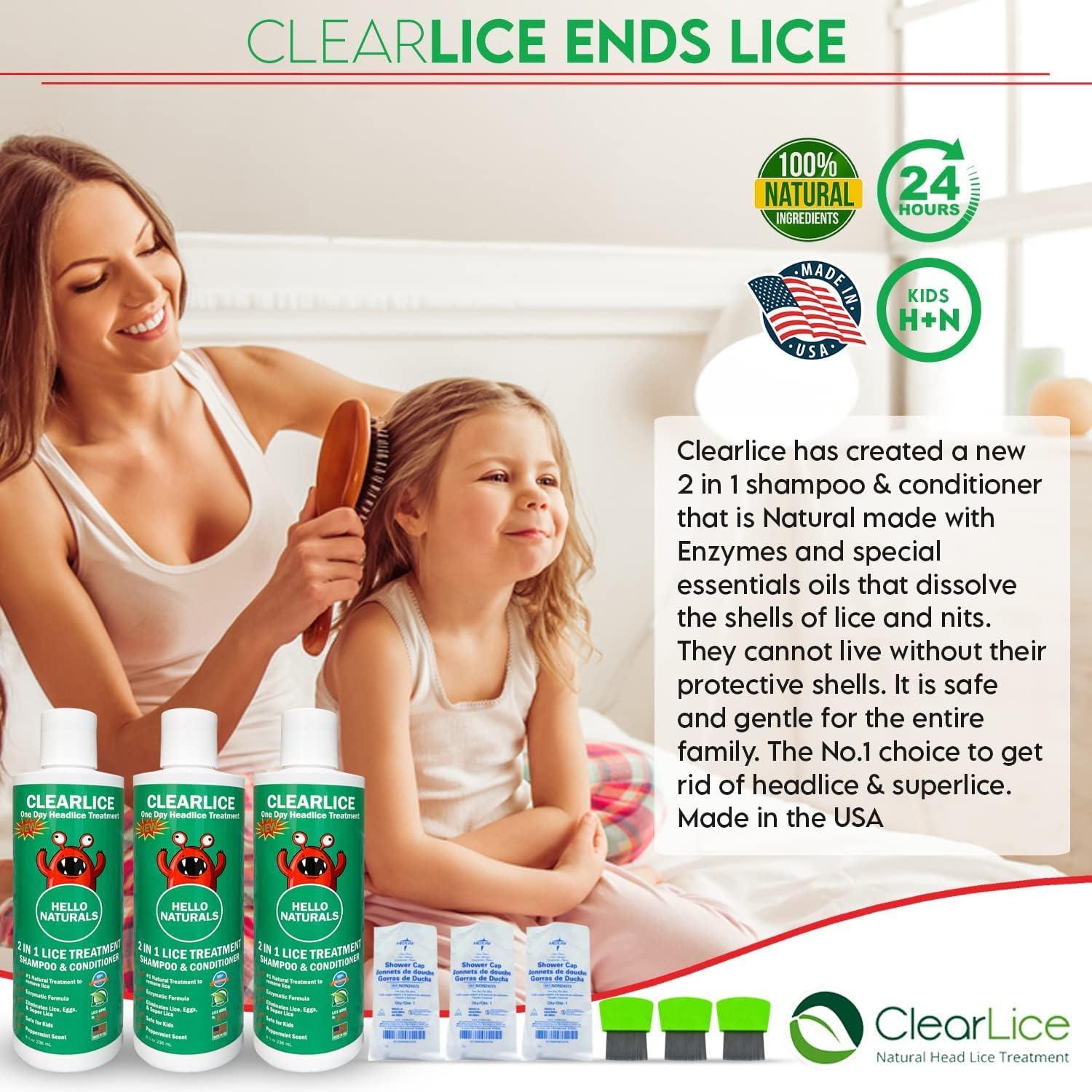 Clearlice Hair Lice Treatment Kit - Comb & Cap Included | For Children ...
