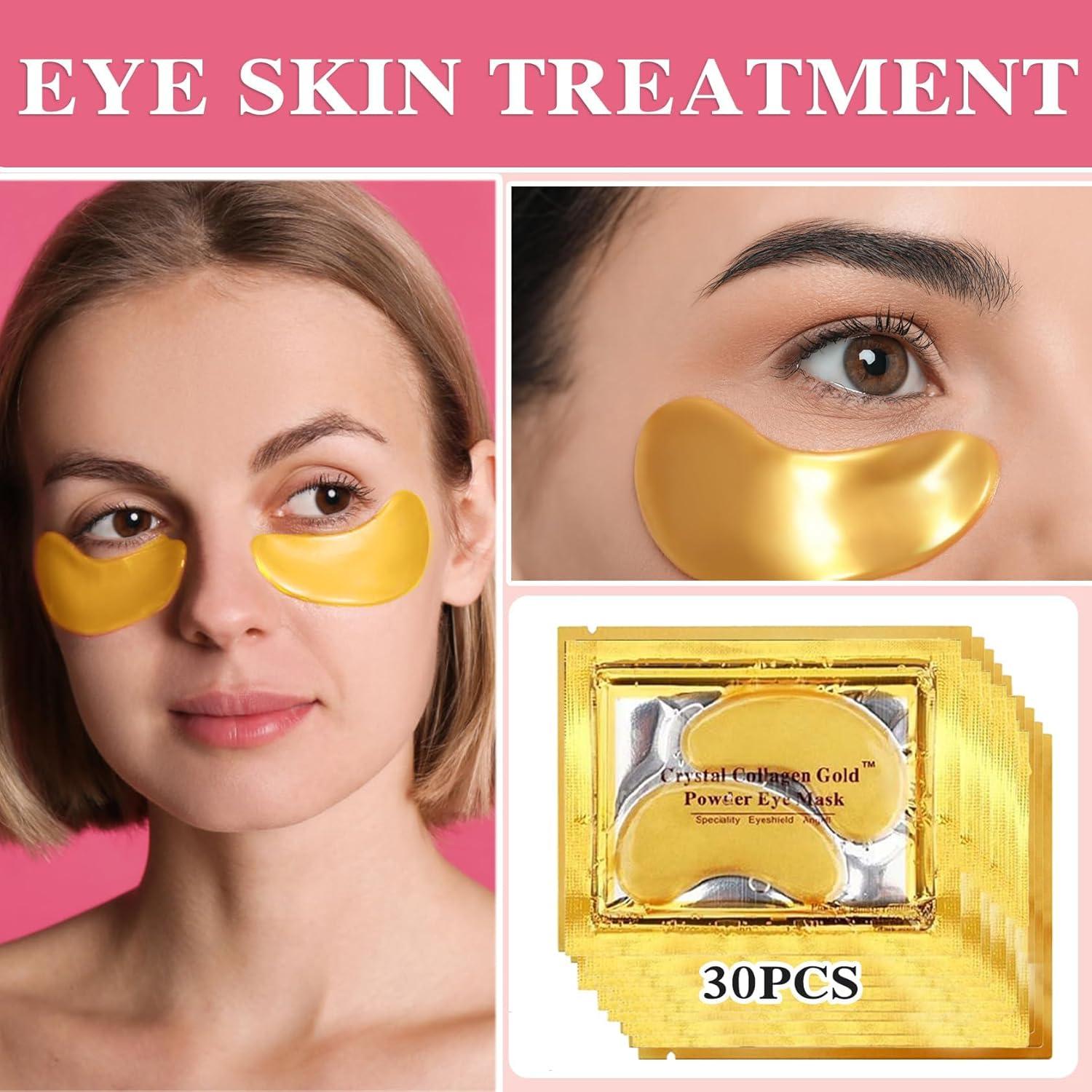 30 Pairs 24K Gold Under Eye Masks - Hydrating Eye Patches for Fine ...
