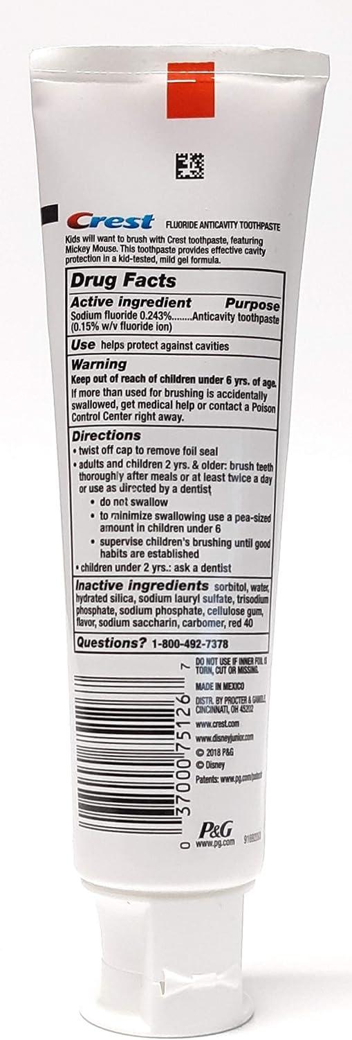 Crest Mickey Mouse Kids Toothpaste Ages 3+ Strawberry 4.2 Oz (119g ...