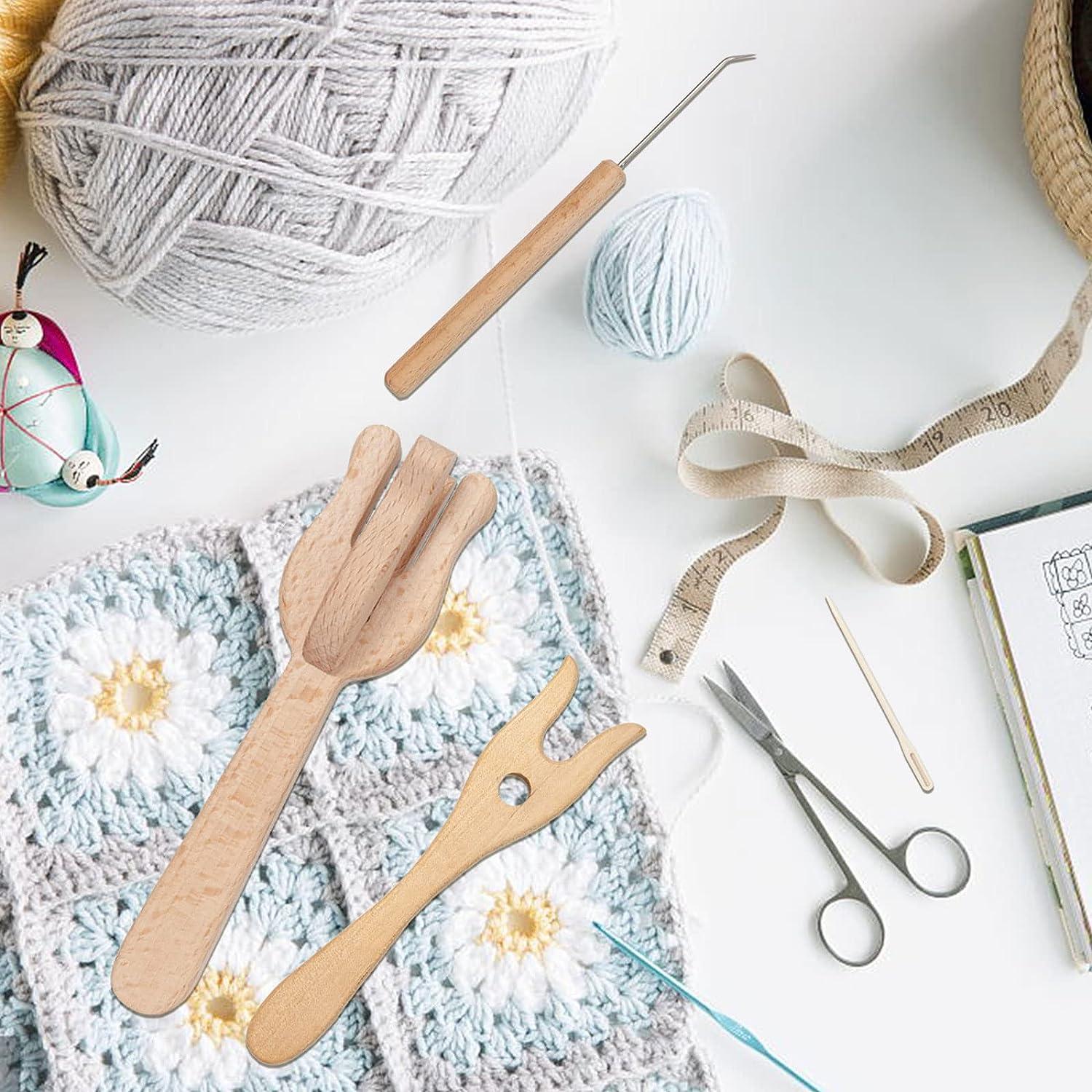 Lucet Fork and Needle Kit - 8Pcs Wooden Crochet Fork Set for DIY ...