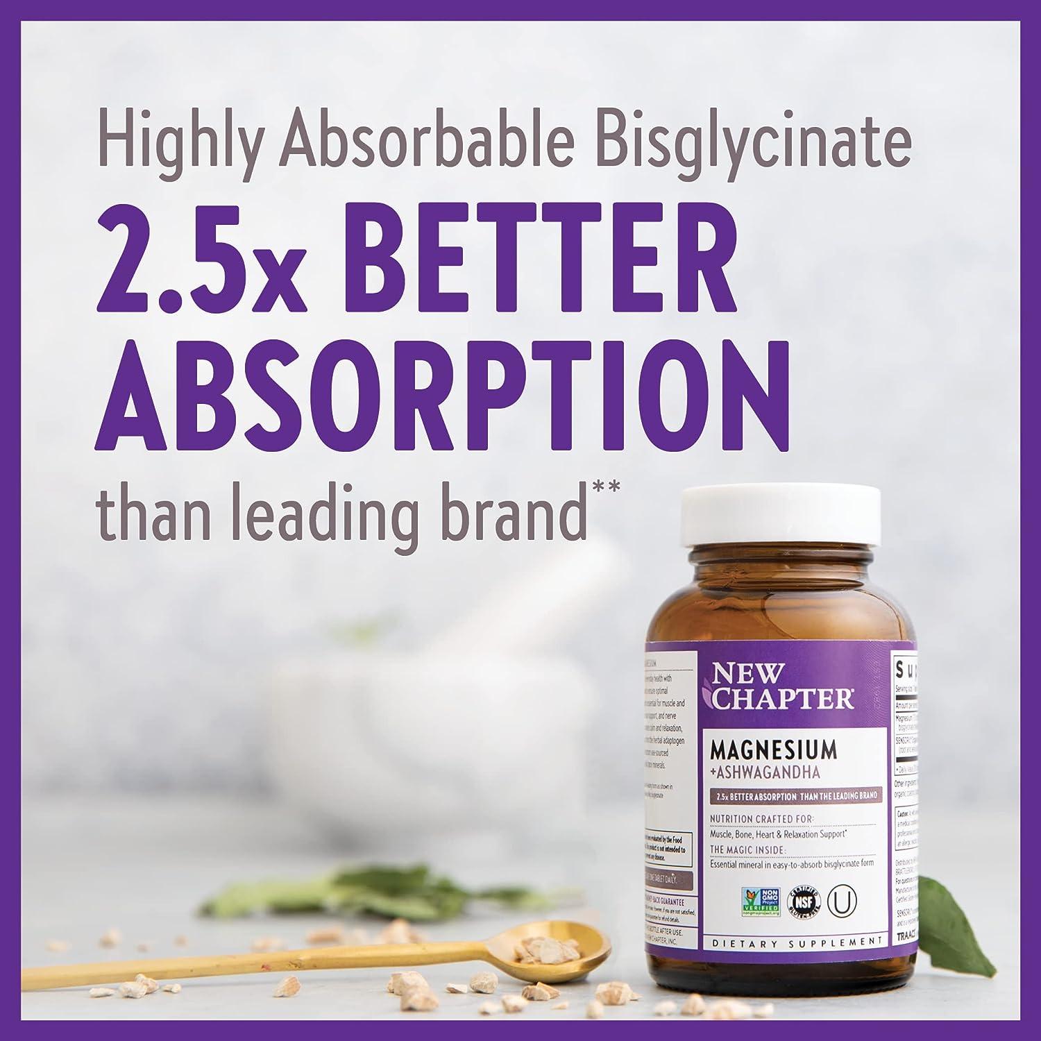 New Chapter Magnesium + Ashwagandha Supplement - 2.5X Absorption ...