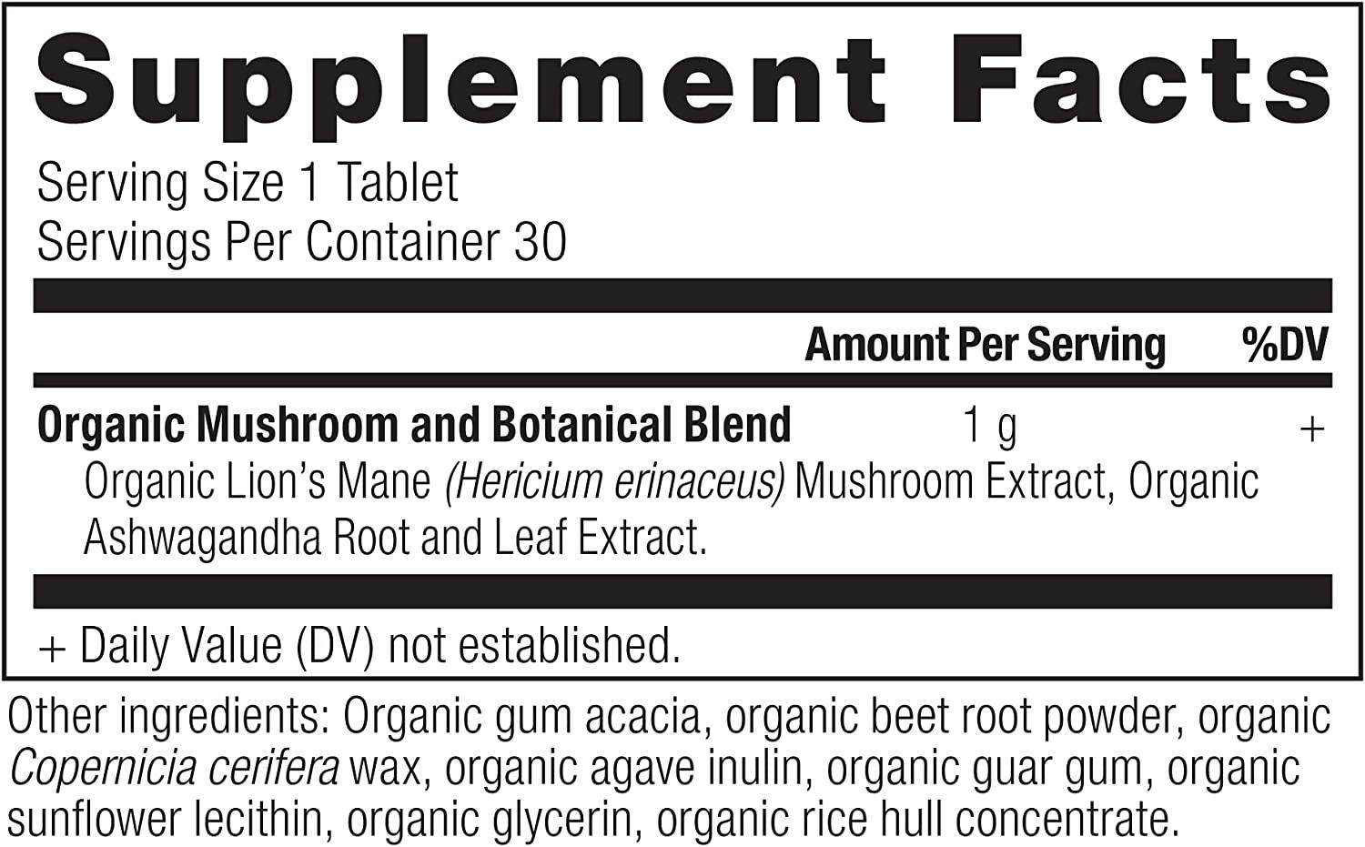 Organic Lion's Mane Mushroom Supplement with Ashwagandha by Ancient ...