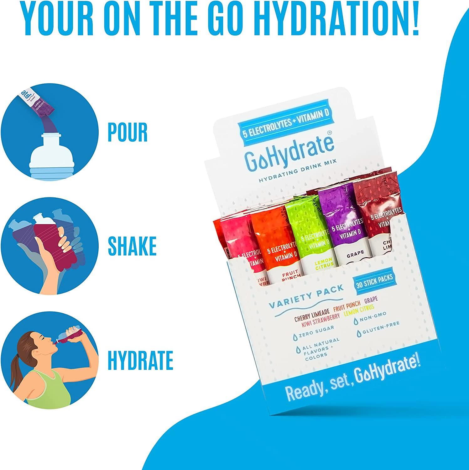 GoHydrate Electrolyte Drink Mix - Mixed 30 Count Pack - Sugar-Free ...