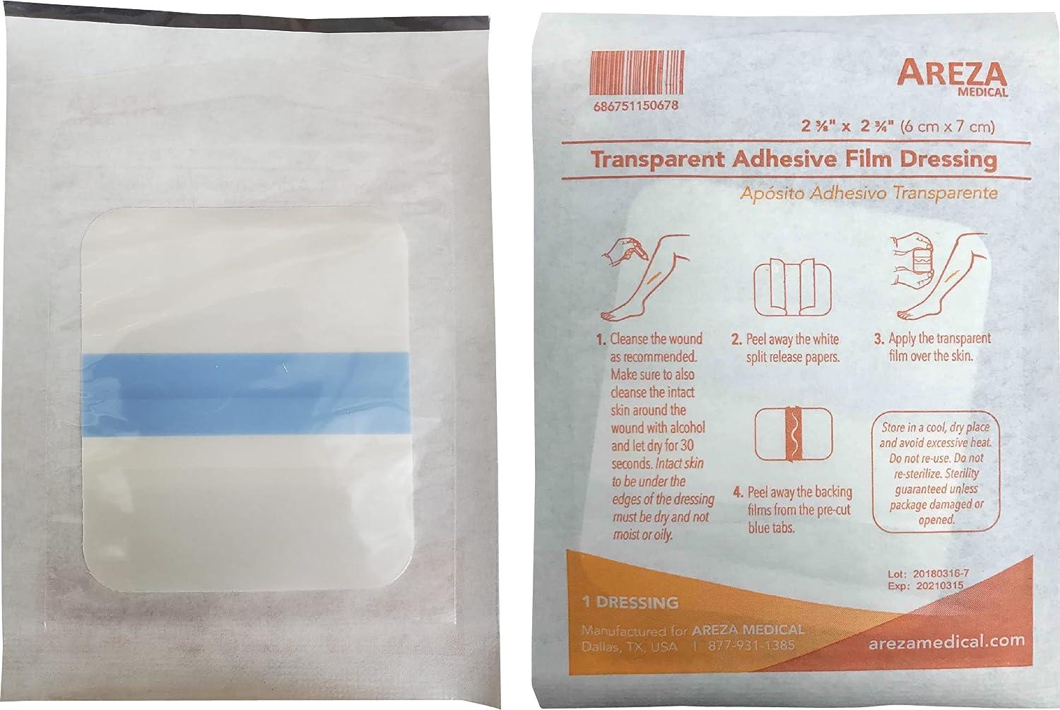 Areza Medical Transparent Waterproof Adhesive Film Dressing 2 3/8 X 2 3 ...