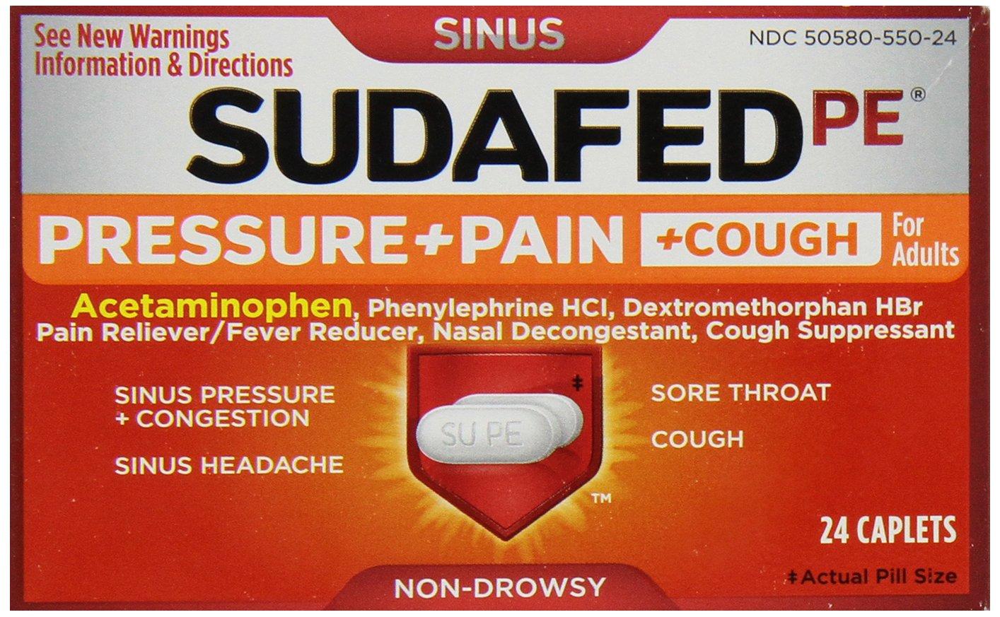 Sudafed PE Pressure Plus Pain Caplet 24ct - Fast Relief for Sinus ...