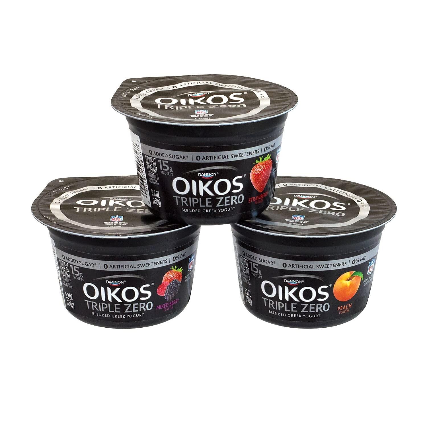 Dannon Oikos Triple Zero Greek Nonfat Yogurt Variety Pack - 18 ct. (5.3 ...
