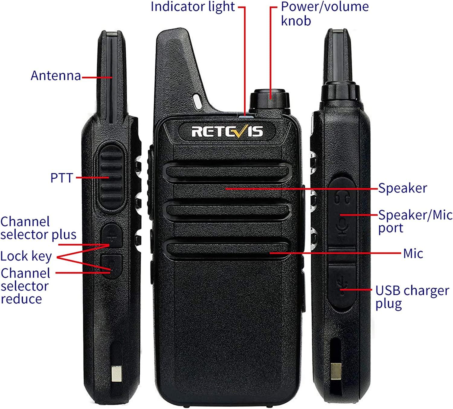 Retevis RT22 Walkie Talkies Rechargeable Hands Free 2 Way Radios Two ...
