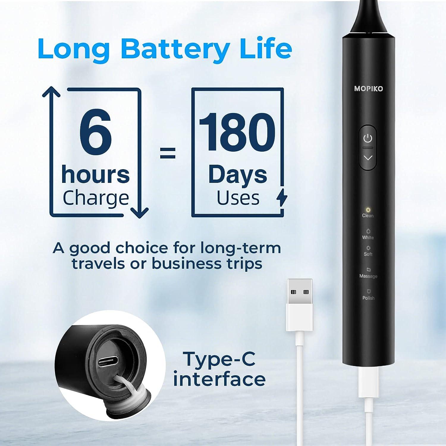 MOPIKO Travel Electric Toothbrush Kit - Sonic Rechargeable Toothbrush for Adults, Teens & Kids ...