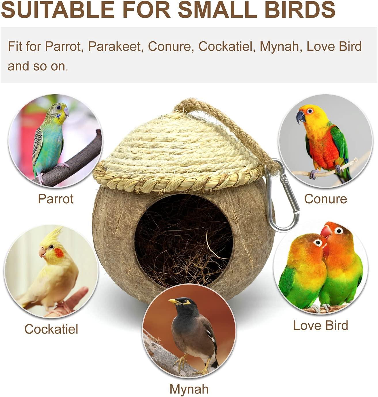 MISS FIRE Coconut Woven Bird House | Natural Coconut Cage with Cover ...