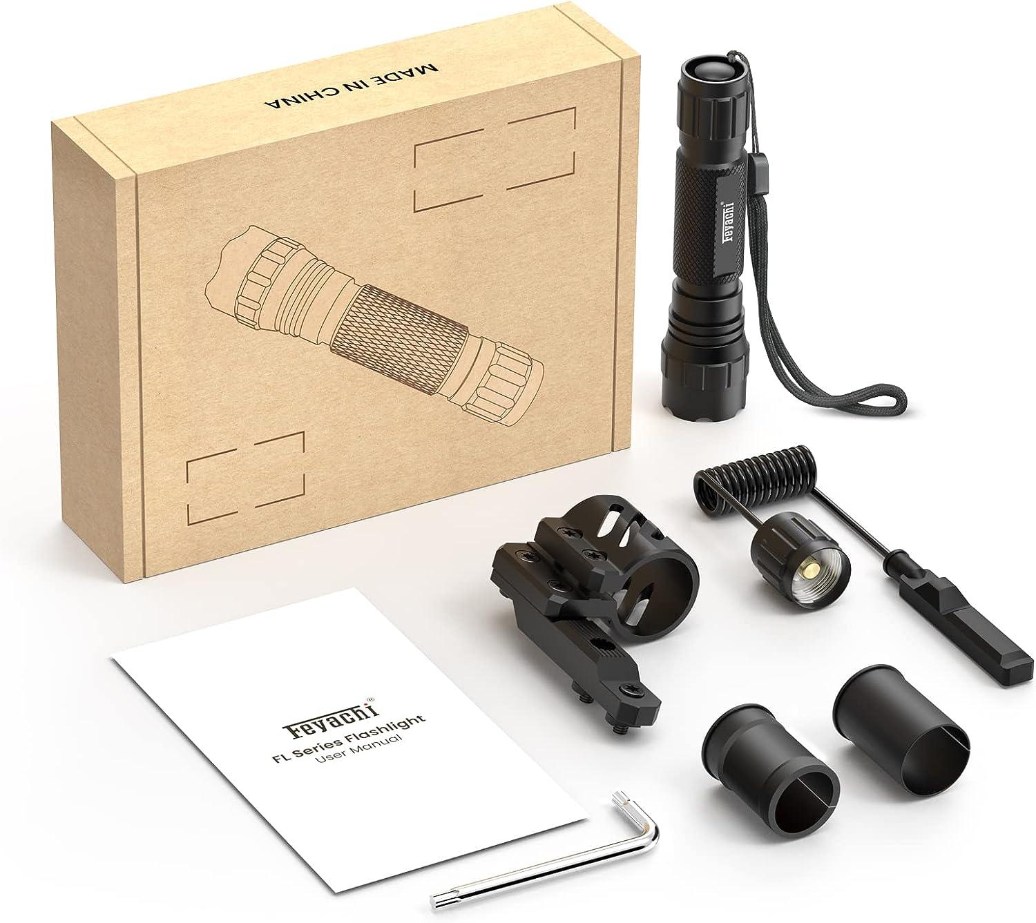 Feyachi FL14 1200 Lumen Mlok Flashlight with Rail Mount and Pressure ...
