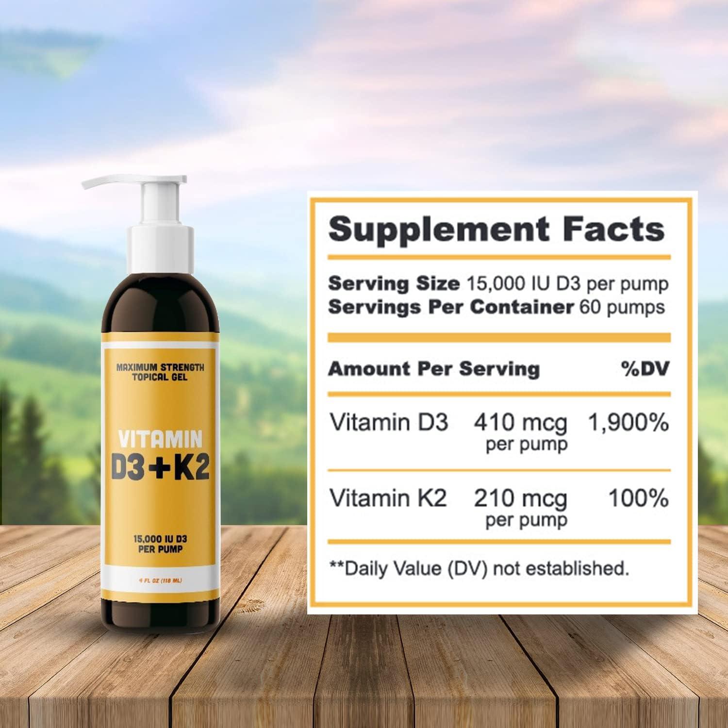 Androgenesis Vitamin D3 K2 Maximum Strength Topical Gel - 15000+ IU Per Pump | Buy Now with ...