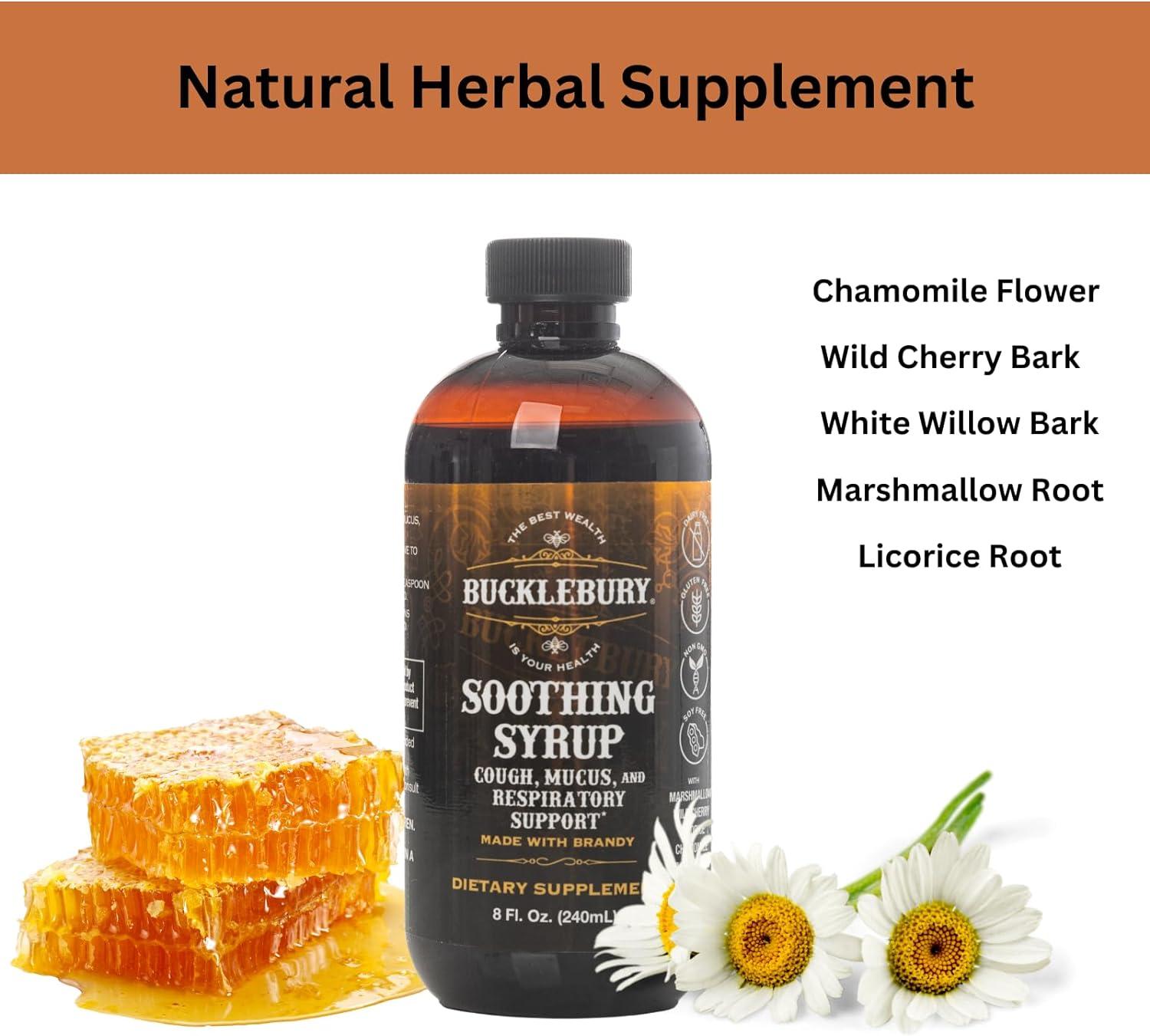 Bucklebury Soothing Herbal Syrup - Upper Respiratory Support Supplement - 8 fl oz