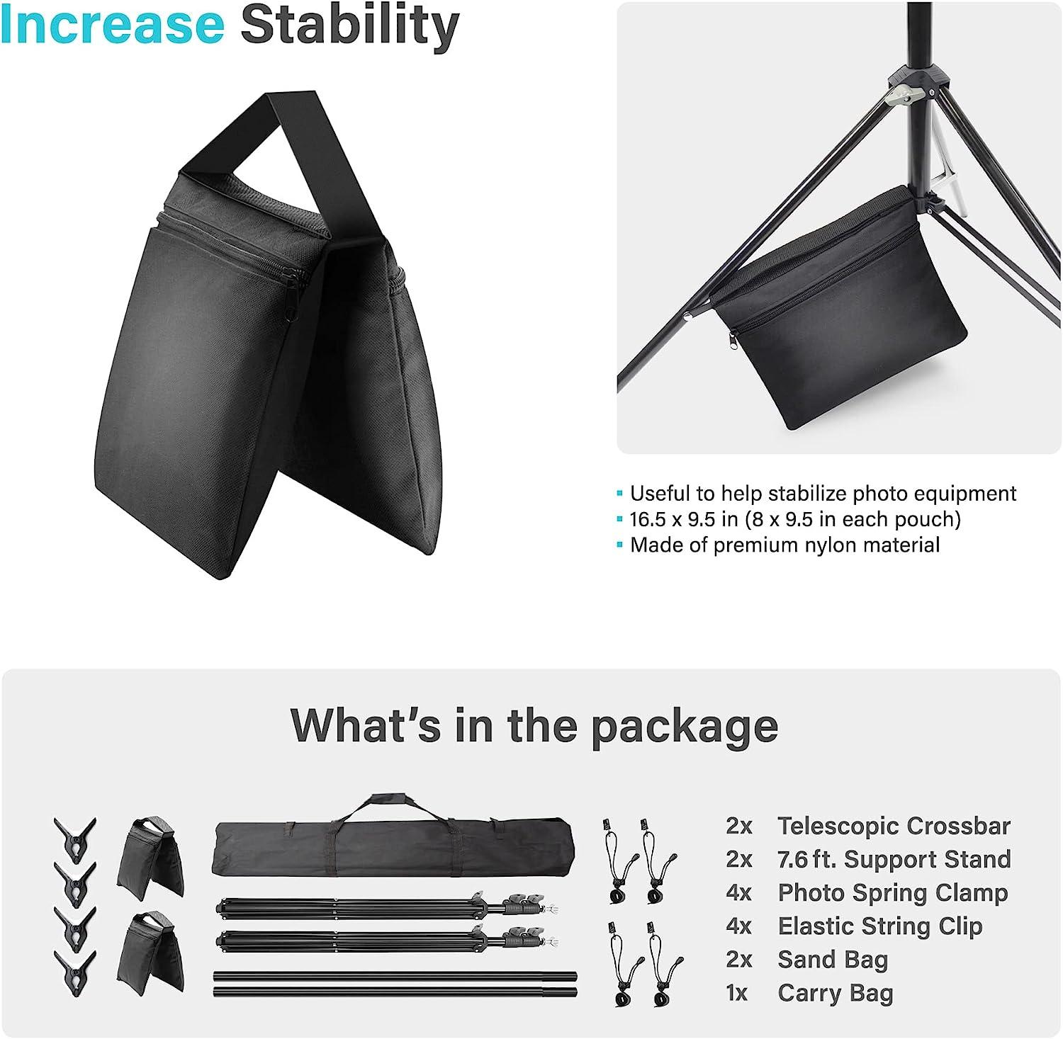 Julius Studio 10.1 ft. Extra Wide Backdrop Stand Kit for Photo Video ...