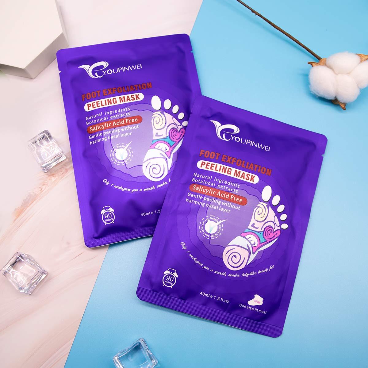 Youpinwei Foot Peel Mask - Exfoliating Feet Peeling for Baby Soft Skin - 2+1 Packs - Callus and ...