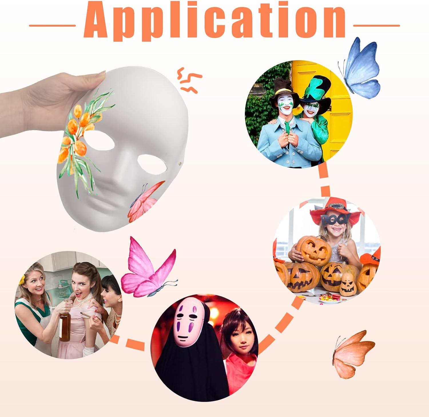 12 Pack DIY Full Face Masks Paper Mache Masks for Halloween Paintable ...
