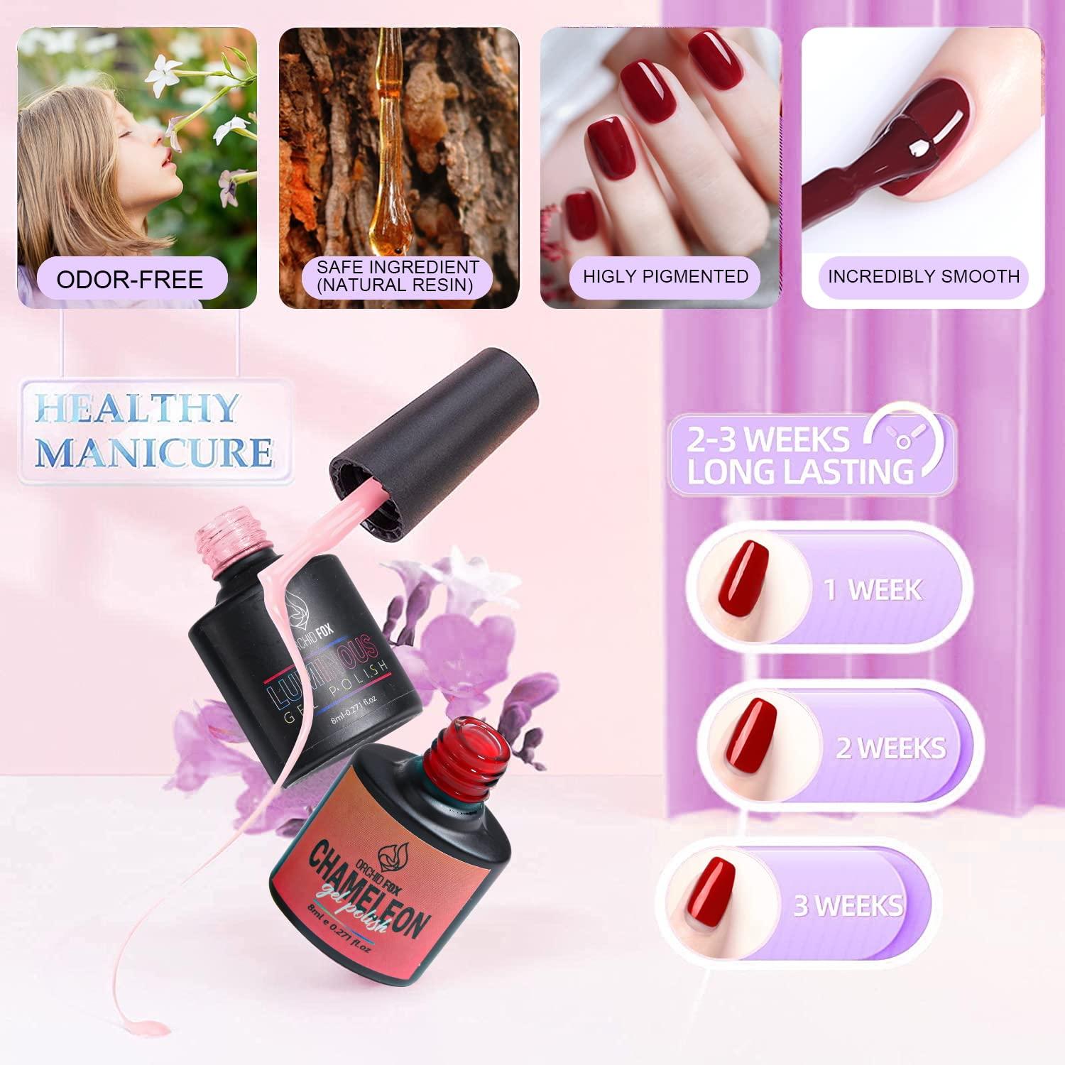 ORCHID FOX Color Changing Gel Nail Polish Set - Luminous Glow In The ...