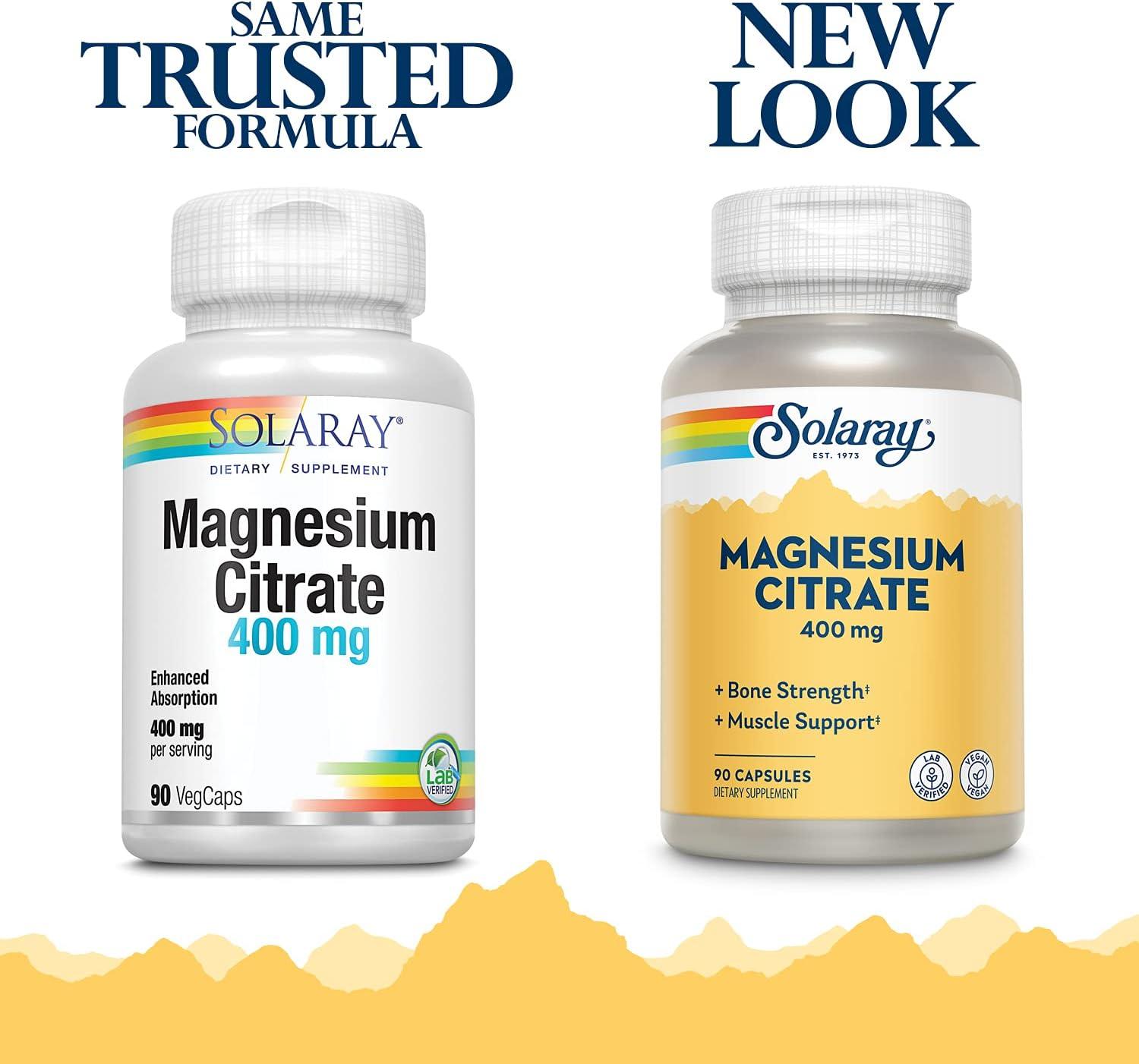 Solaray Magnesium Citrate 400mg - 90 Capsules | High Quality Supplement ...