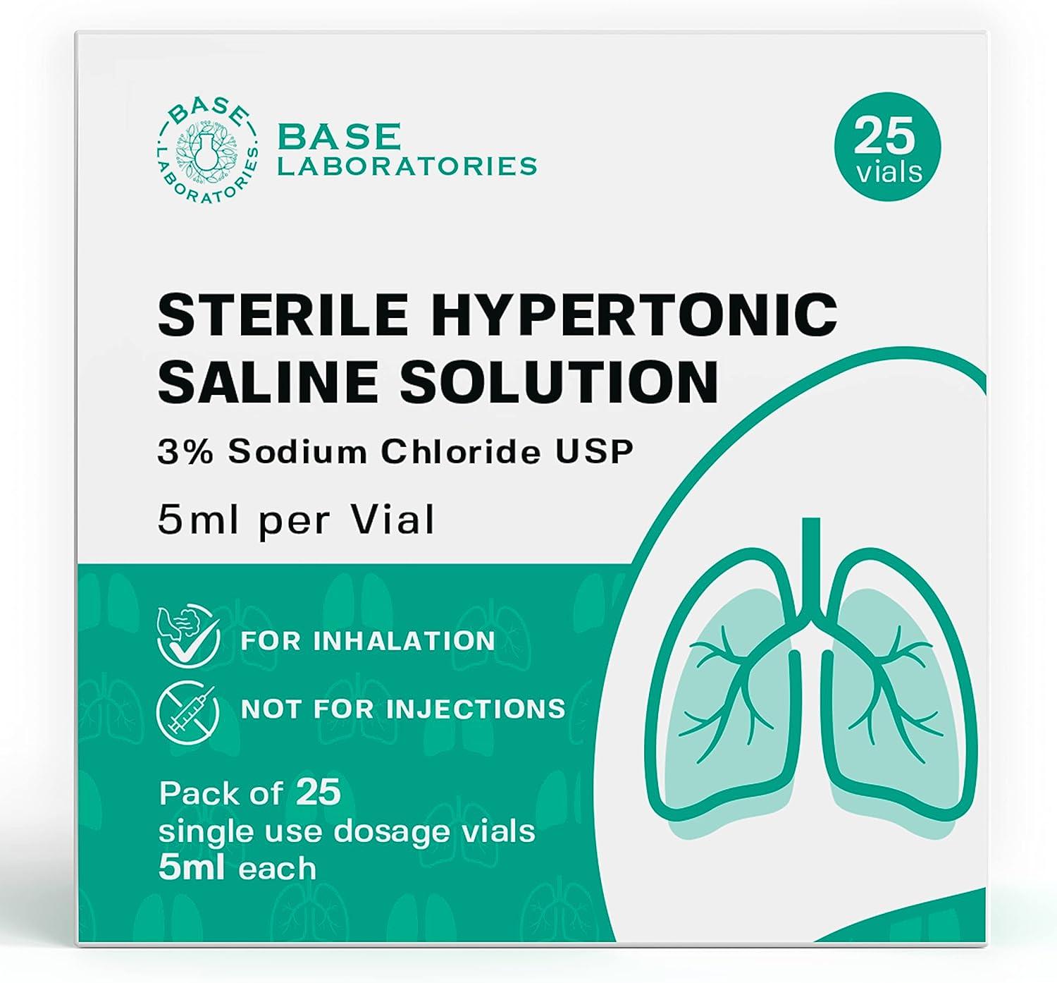Base Labs 3% Hypertonic Saline Solution for Nebulizer Machine - 25 ...