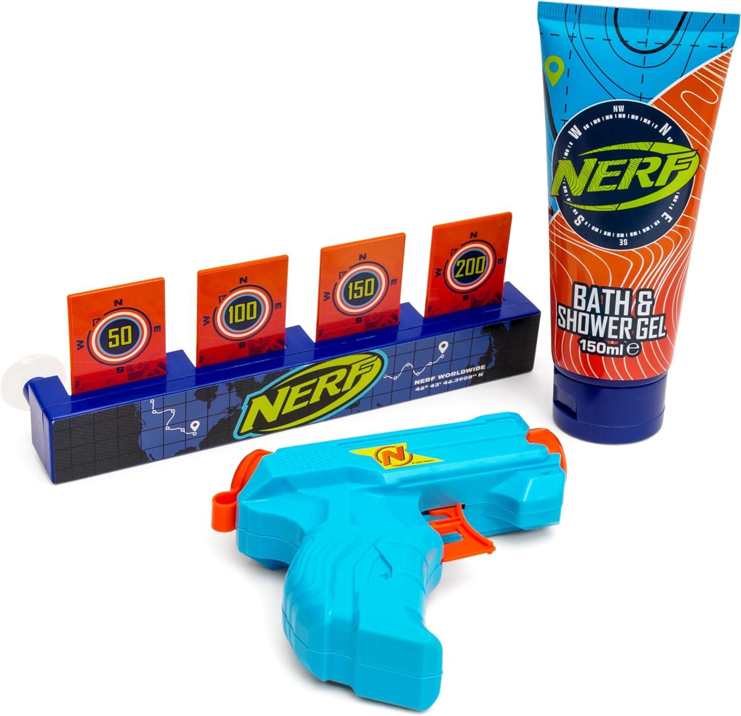 Nerf Tub Target Gallery Children's Gift Set - Nerf Blaster - Bath & Shower Gel 150ml - Bath ...
