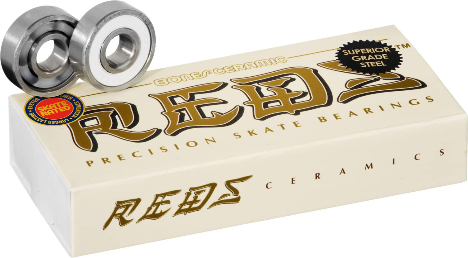 Bones Ceramic Reds Bearings 8mm 16 Pack - High Performance Skateboard ...
