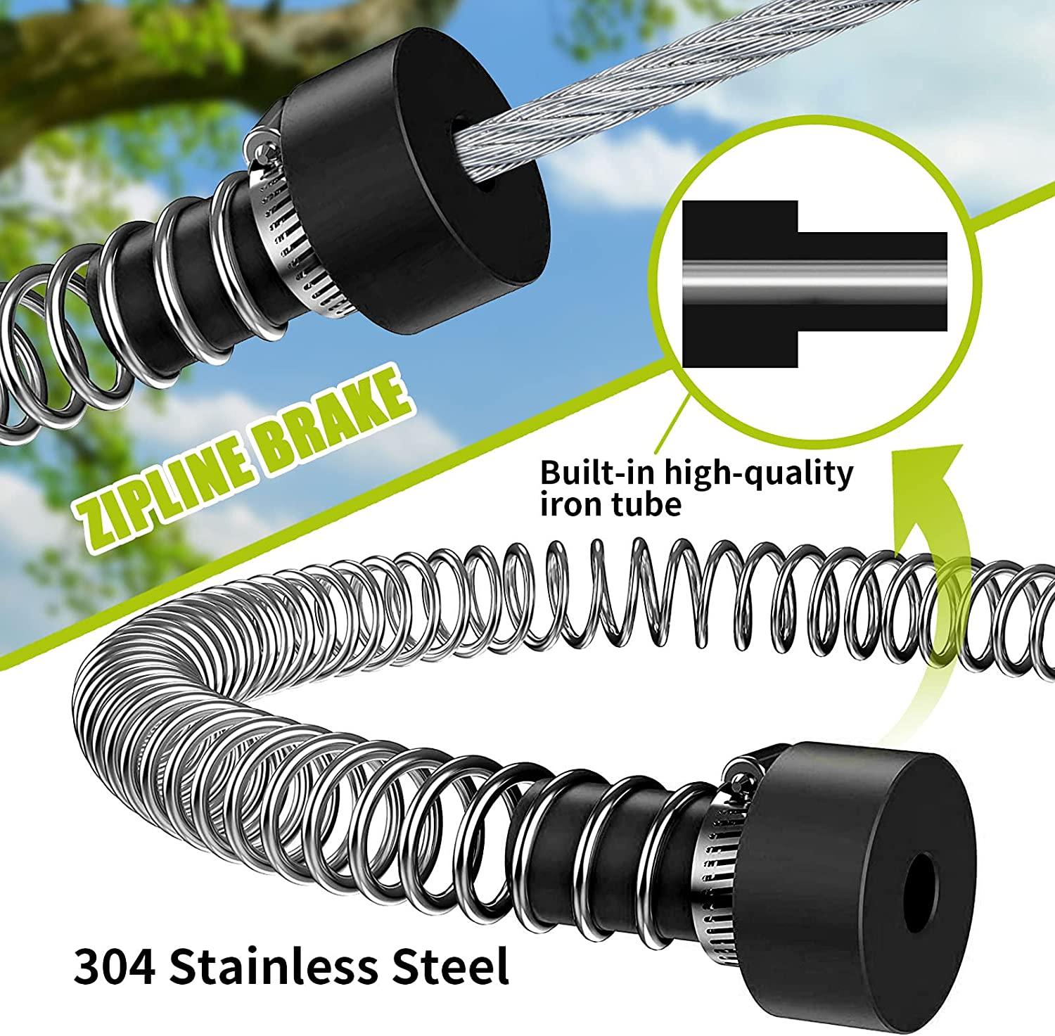 98ft Zip Line Kit for Kids & Adults up to 330lb | Zipline Spring Brake ...