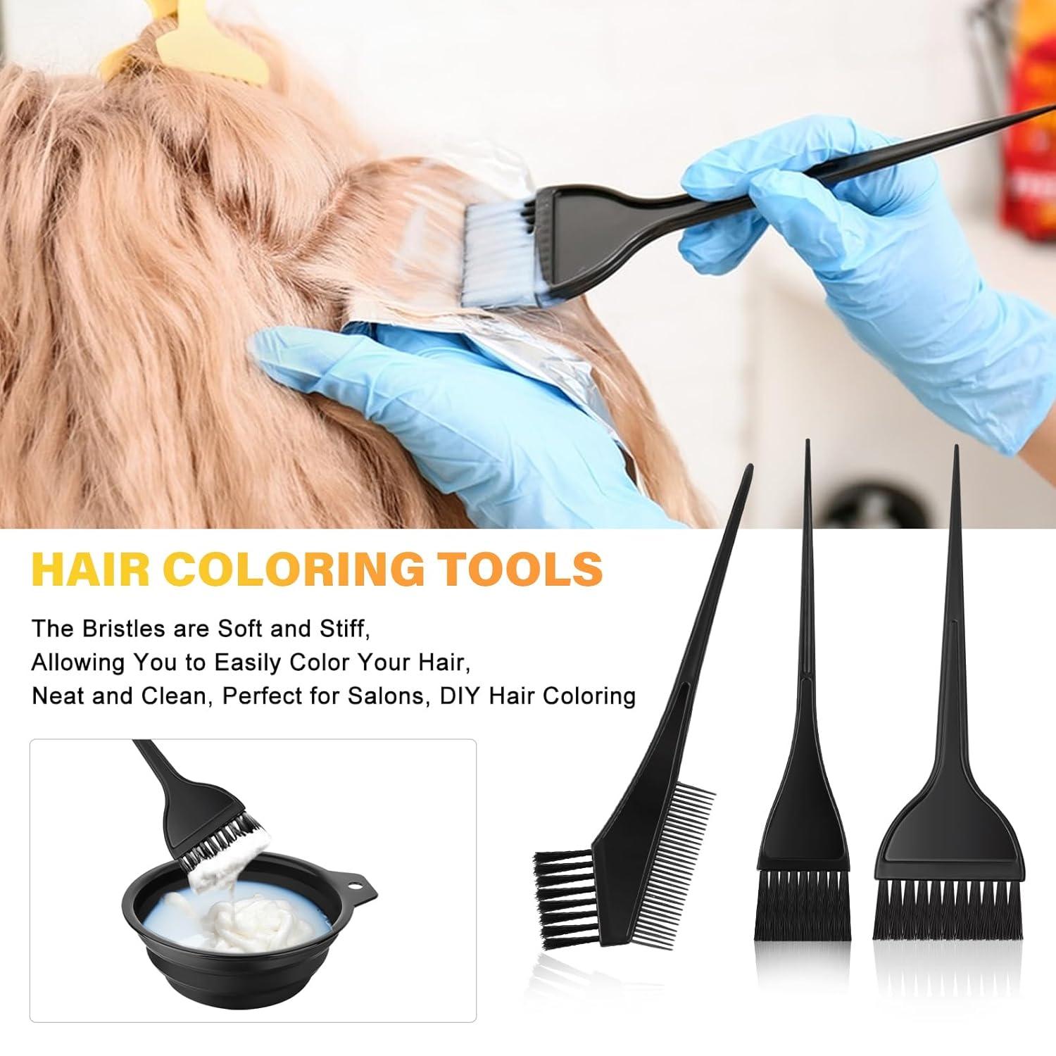 Hair Salon Hair Dye Kit - 4-Part Hair Coloring Set with Brush & Bowl ...