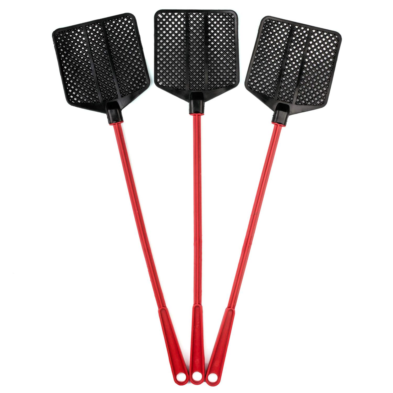 OFXDD Rubber Fly Swatter 3 Pack - Long Heavy Duty Red Color Swatters ...