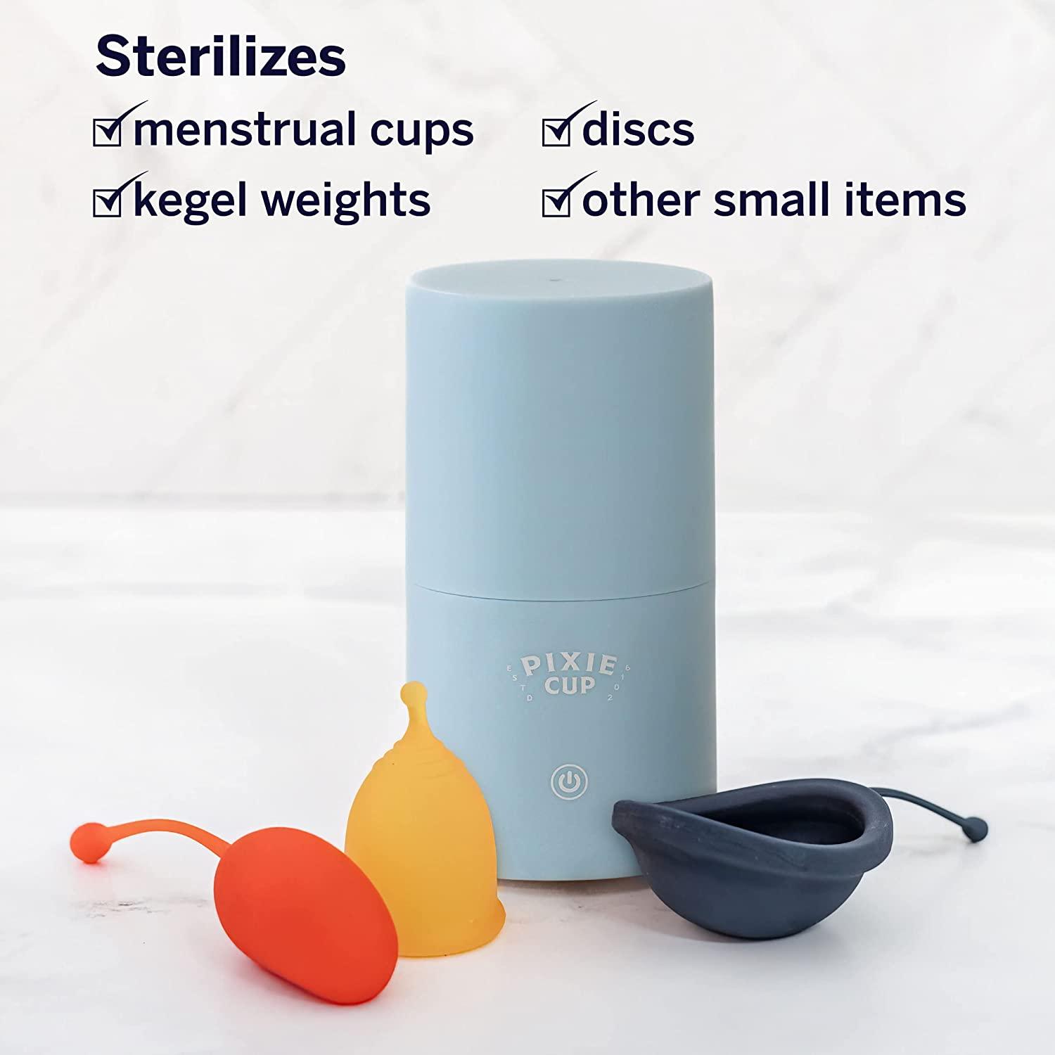 Pixie Menstrual Cup Steamer: Sterilize & Clean with Cleanser Steam - Kills 99.9% Germs in 3 Mins ...