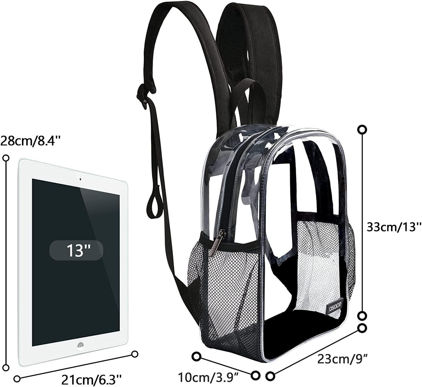 OSOCE Black Mini Clear Stadium Approved Backpack | Heavy Duty PVC ...