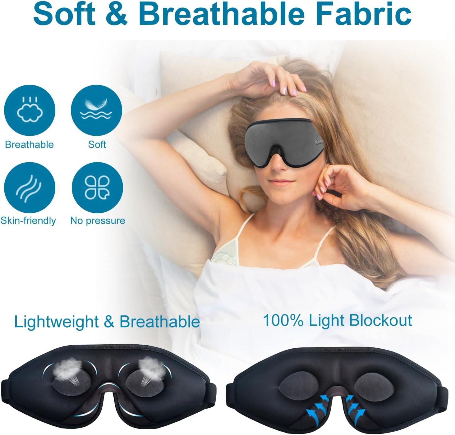 3D Contoured Cup Eye Mask for Sleeping | Block Out Light | Soft Comfort ...
