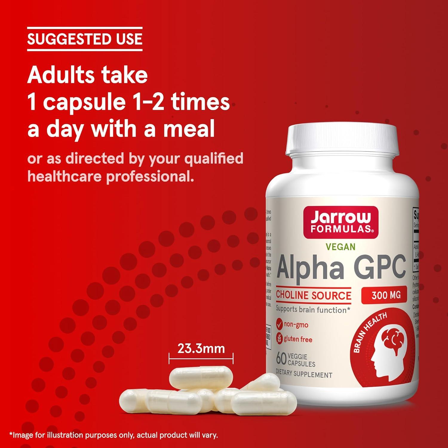 Jarrow Formulas Alpha GPC 300 mg - 60 Veggie Capsules | Enhance Brain ...