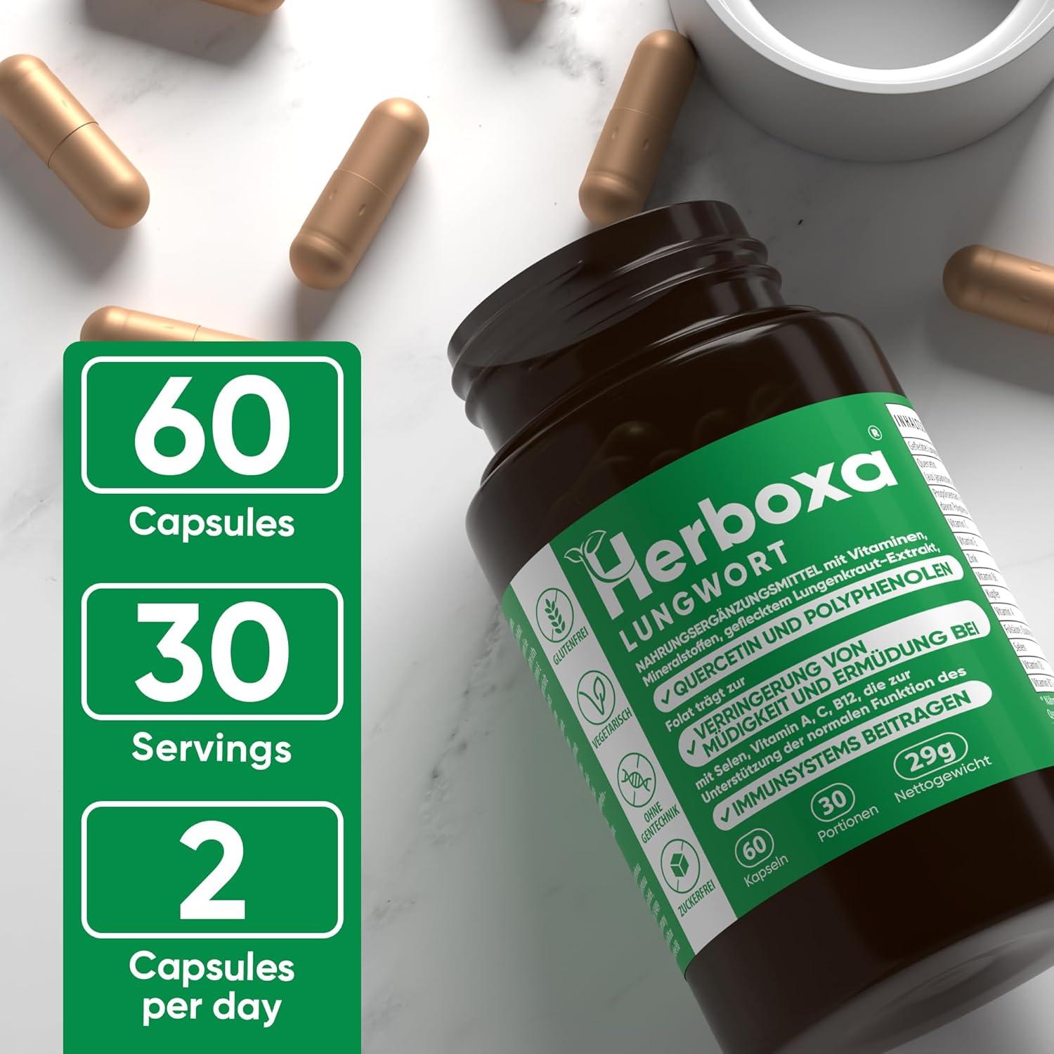 Herboxa Lungwort Capsules - Lung Cleanse & Detox Supplement for Adults ...