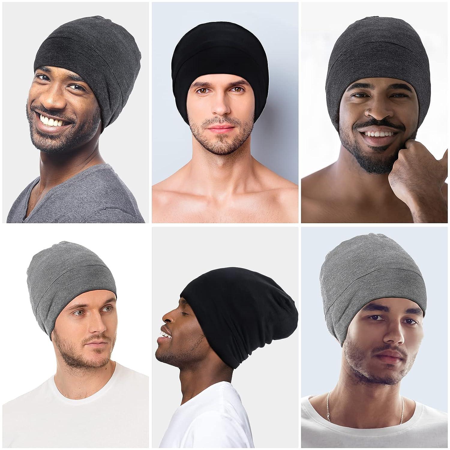 Kenllas Large Men's Winter Sleeping Bonnet - Adjustable Double Layer Silk Satin & Bamboo Cotton ...