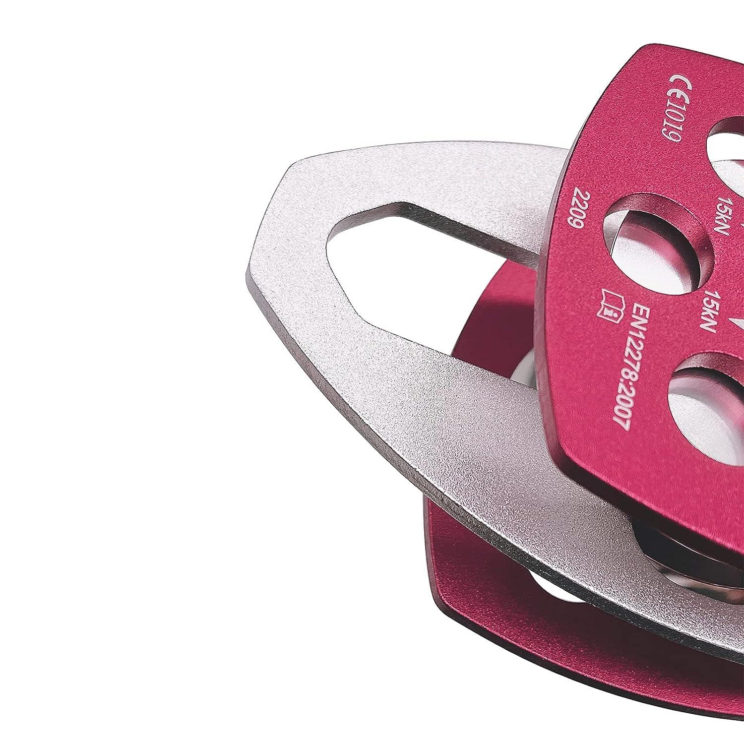 SEPEAK 30kN Large Rescue Climbing Pulley Double Sheave with Swing Plate ...