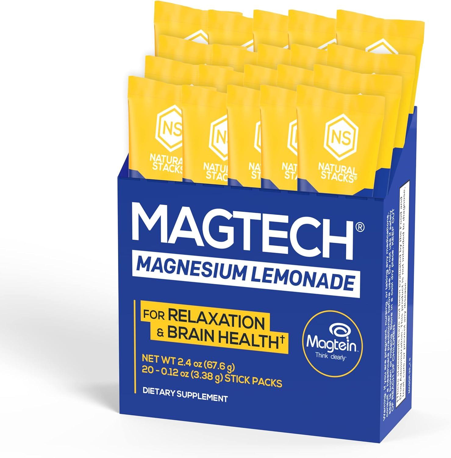 MagTech Magnesium Lemonade Drink Mix - 3 Forms of Chelated Magnesium ...