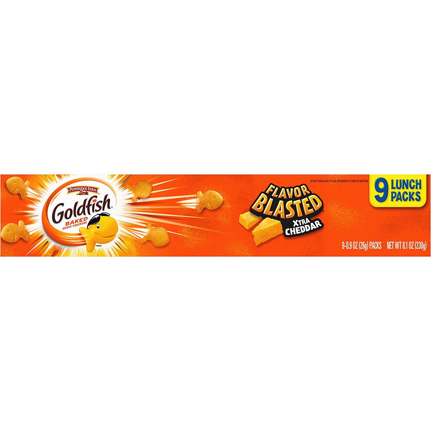 Goldfish Flavor Blasted Crackers Xtra Cheddar Snack Pack 0.9 oz 9-CT ...
