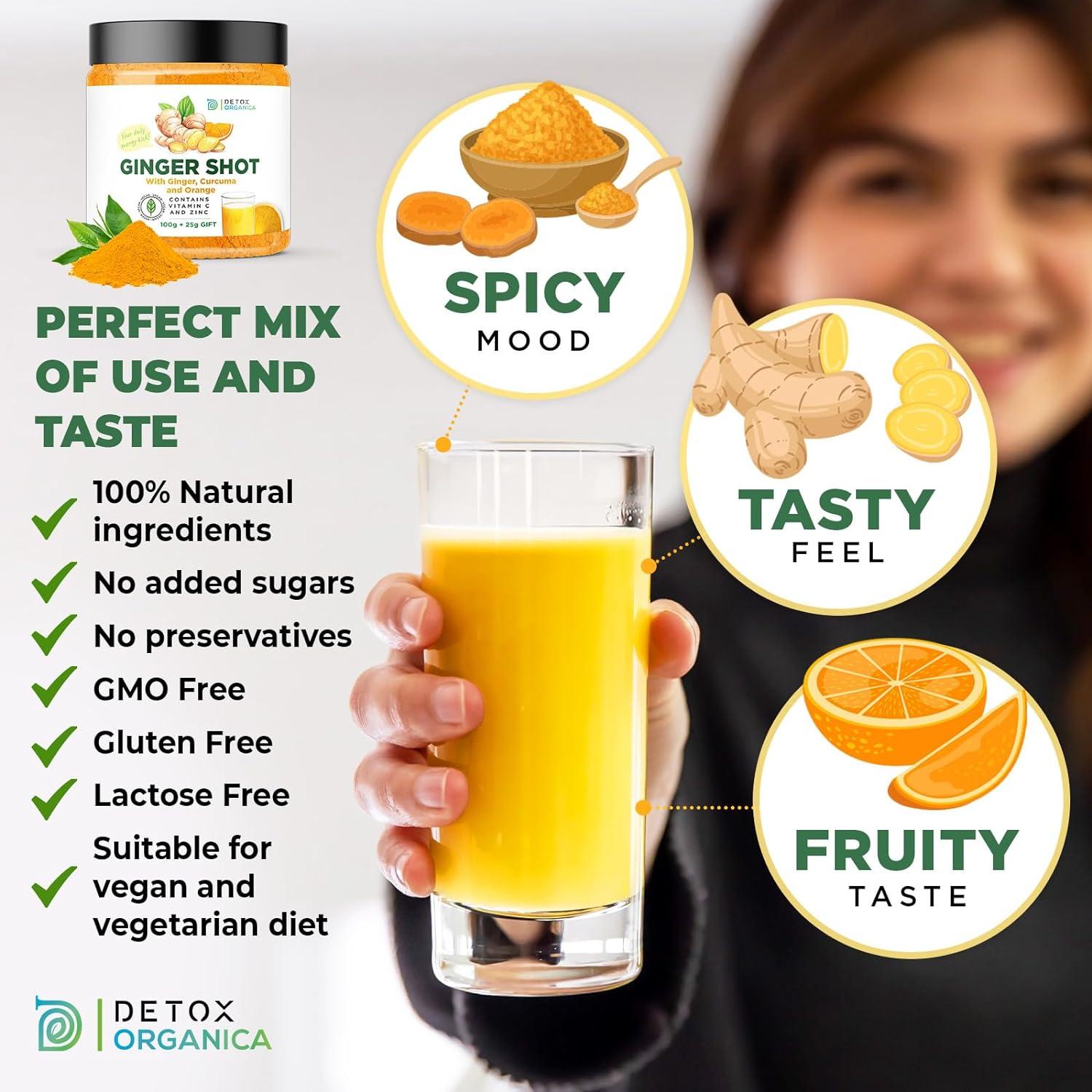 Ginger Shot with Vitamin C and Zinc - 125g Ginger Shots with Turmeric ...