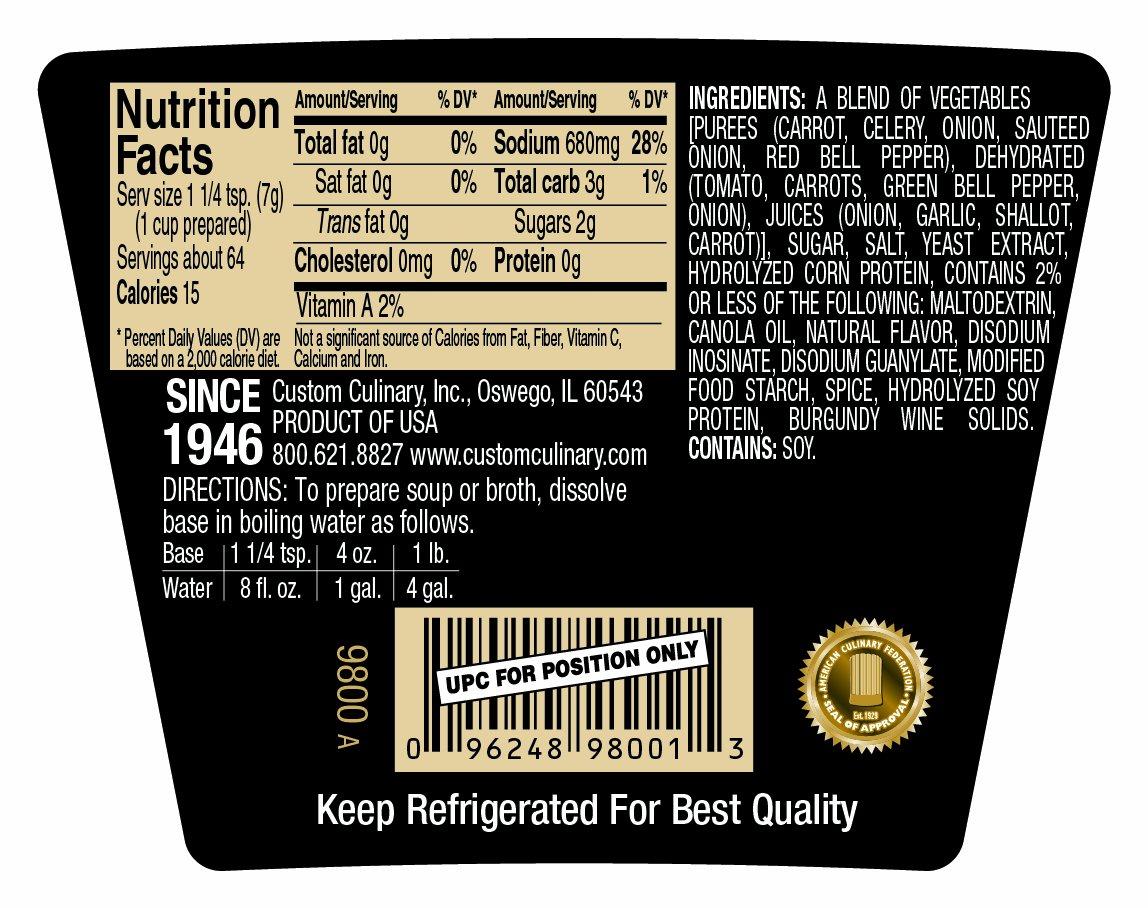 Custom Culinary Gold Label Roasted Vegetable Base - 1 Pound Pack | Buy ...