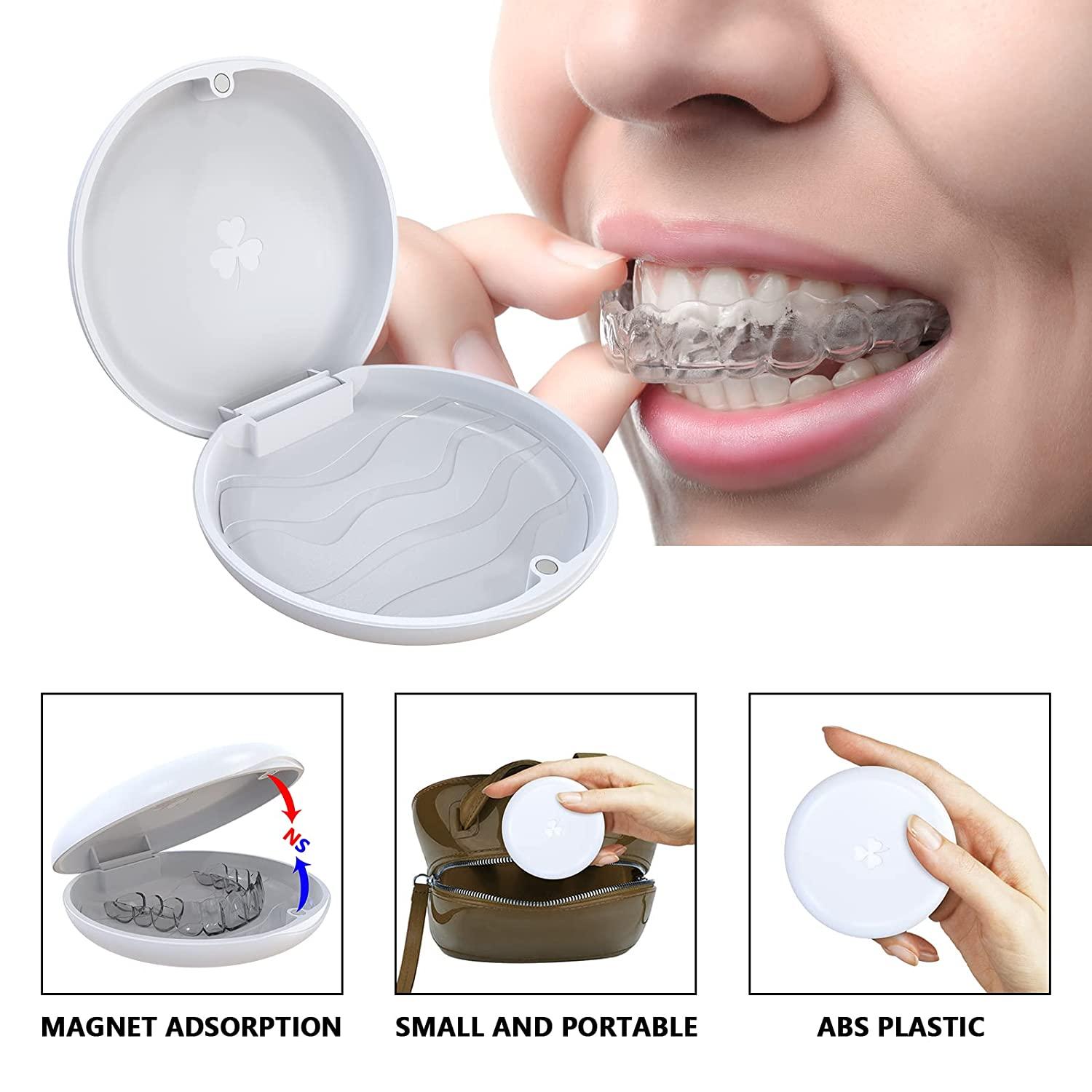 2 Pack Solid Orthodontic Retainer Cases - Durable White Storage ...
