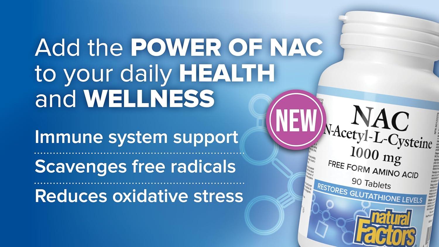 Natural Factors NAC N-Acetyl-L-Cysteine 1000 mg 90 tablets Highest ...
