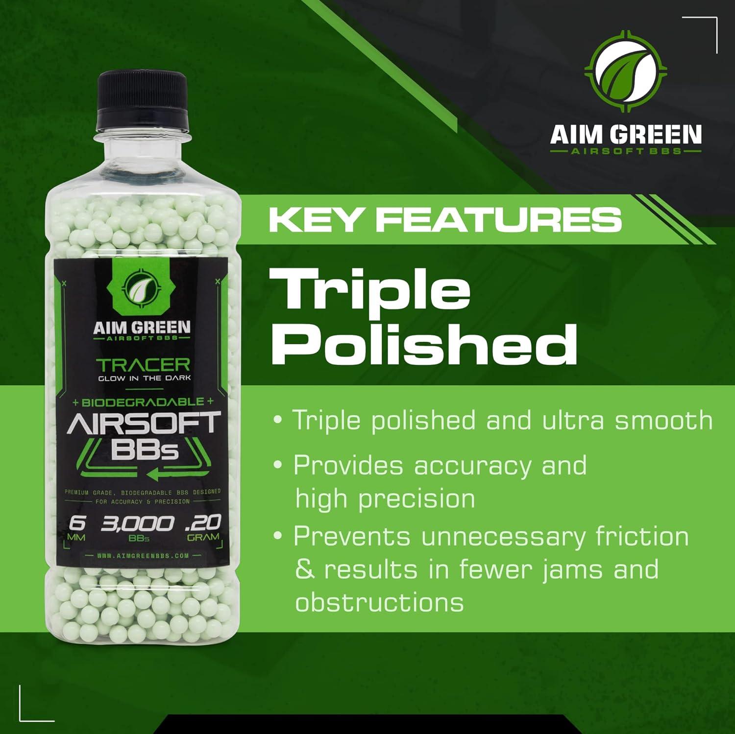 Aim Green Tracer Biodegradable Airsoft BBS Glow-in-The-Dark BBS 3 000 ...
