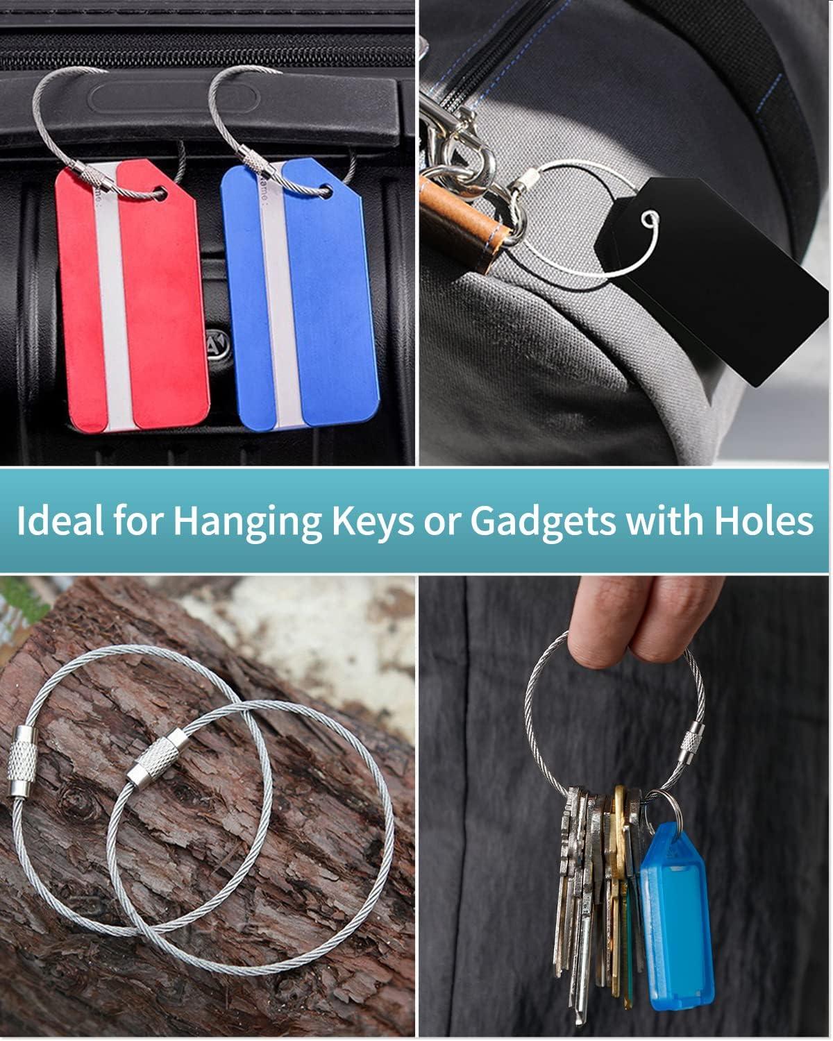 Pawfly 5 Inch Wire Keychain Cable Stainless Steel Key Ring Loop Holder ...