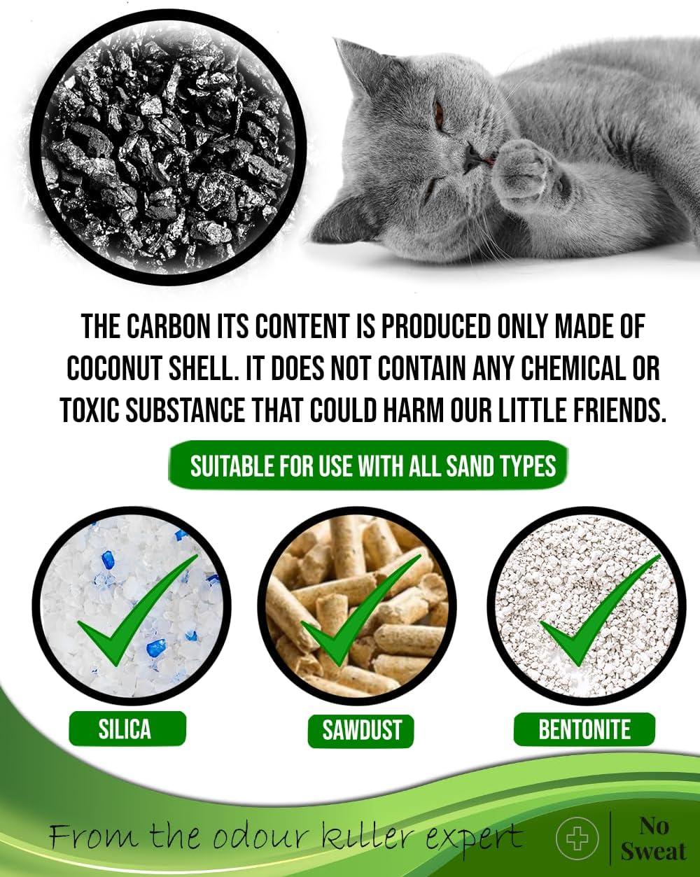 No Sweat Activated Carbon Cat Litter Odour Neutralizer-Made Of Coconut ...